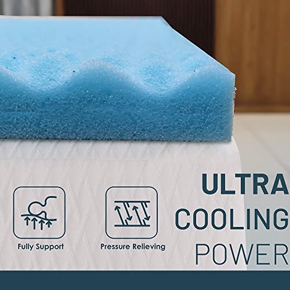 Spinal Solution 2-Inch High Density Foam Topper,Adds Comfort to Mattress, King Size, Blue