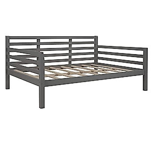 LXBB Wooden Full Size Daybed with Clean Lines,Multi-Functional Sofa Bed Frame with Wood Slat Support for Kids Teens Girls Boys, Bedroom Guest Room,No Spring Box Needed (Full, Gray), Grey
