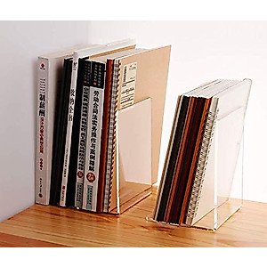 CY craft 4 Pieces Bookends,Clear Acrylic Bookends for Shelves,Heavy Duty Book Ends and Desktop Organizer,Book Stopper for Books/Movies/CDs,7.3x4.8x4.8 inch