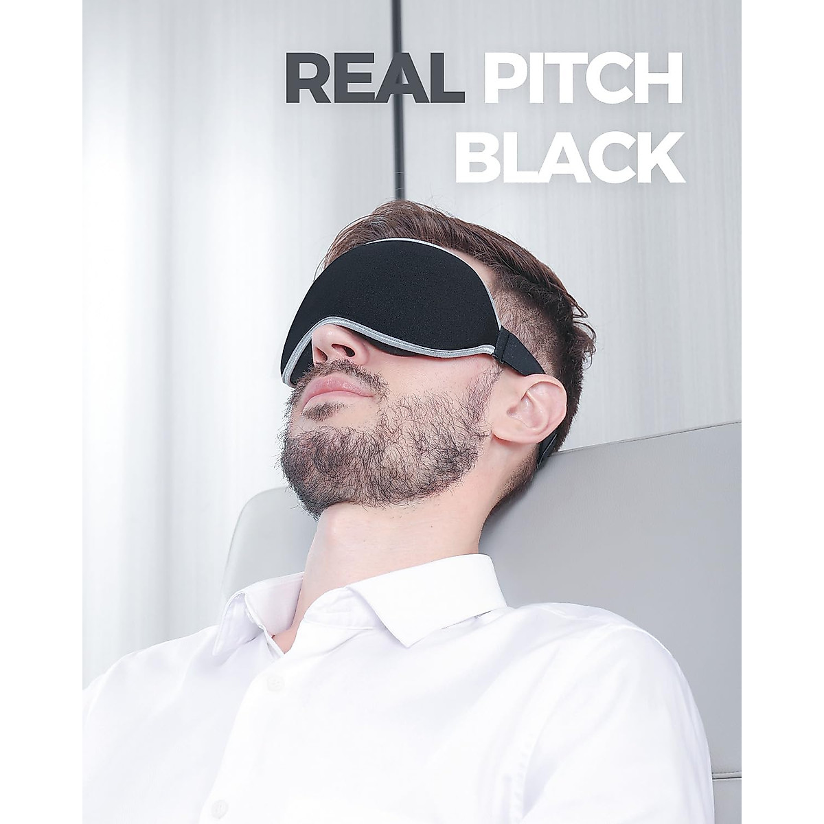 MZOO Luxury Sleep Mask for Back and Side Sleeper, Completely Block Out Light Sleeping Eye Mask for Women Men, Zero Eye Pressure 3D Contoured Night Blindfold, Breathable & Soft Eye Shade Cover Black