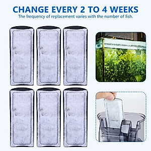 Watris Veiyi Fish Tank Filter Cartridge, 6Pcs Aquarium Filter Cotton Replacement, Wall Mounted Filter Accessory Cartridge Carbon Supplies