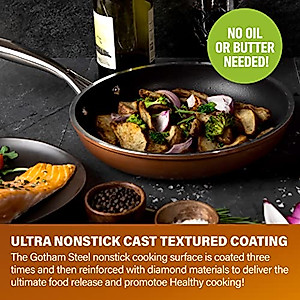 GOTHAM STEEL Cast Set, 2 Piece Nonstick Copper Fry Pans, 5.5” & 9.5” Non Stick Skillets, Metal Utensil Oven & Dishwasher Safe