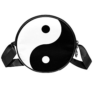 DEYYA Round Crossbody Yin Yang Trans Print Shoulder Bag Top Handle Tote Handbag Bag for Women