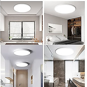 URLTZBRO 20W 10inch Round Flush Mount LED Ceiling Light,6000K Slim White Lighting Lamp Fixture for Bathroom Kitchen,Bedroom,Hallway,Easy Installition