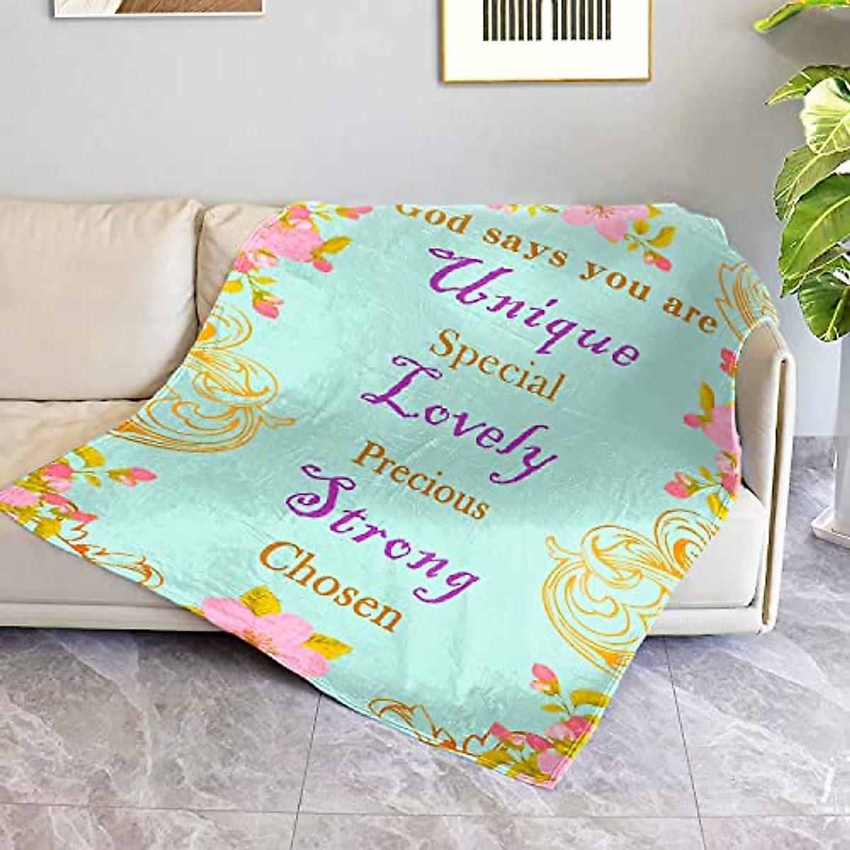 Simplive Christian Gifts for Women Religious Gifts 60x80 inch Throw Blanket with Inspirational Thoughts and Prayers-Religious Throw Blanket Catholic Gifts Birthday Gifts Spiritual Gifts for Women