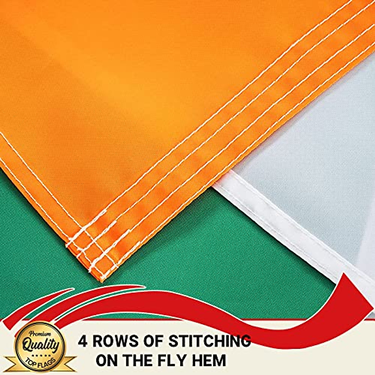 TOPFLAGS Ireland Flag Irish Outdoor Flag 3X5 Sewn Stripes Large Flags Heavy Duty Outdoor Vivid Color Fade-resistant