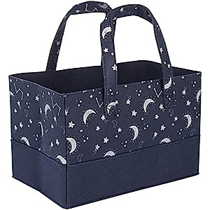 Constellation Felt Essential Storage Tote; Navy, White; Collapsible; Two Handles; 15 in x 10 in x 10 in
