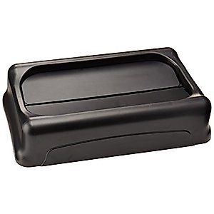 Rubbermaid Commercial Products Swing-Top Trash Can Lid for Slim Jim Containers, Black, 20.5X11.4X5 in. -RCP267360BK