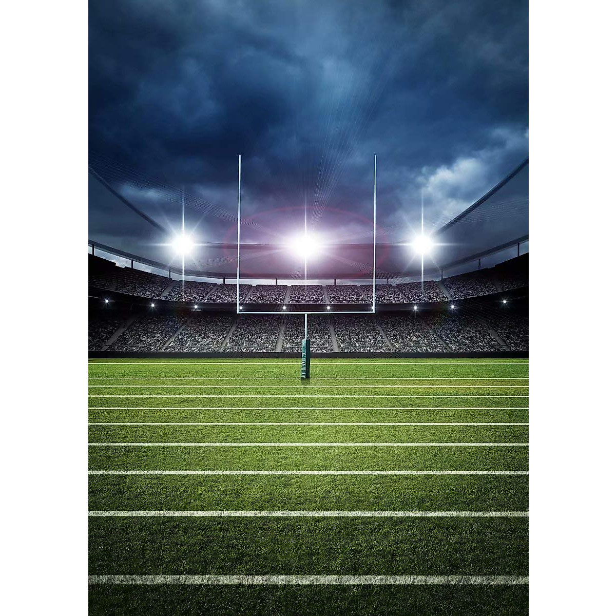 BELECO 5x7ft Fabric Football Backdrop Green Football Stadium Sports Photography Backdrop for Football Theme Baby Shower Birthday Party Decorations Kids Adults Games Photo Background Props