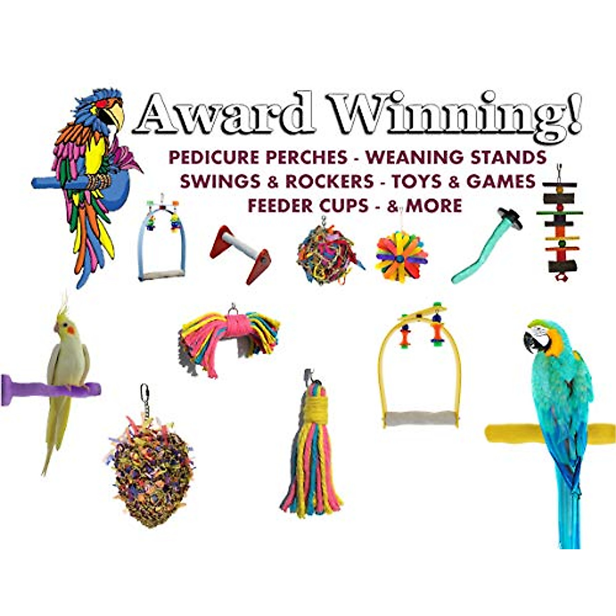 Sweet Feet and Beak Chew Popper Bird Foraging Toy - Toys for Bird Cages - Tough Plastic Pet Toy - Foraging Toys for Parrots, Cockatiels, Lovebirds, Budgies & Other Birds - Bird Accessories (Small)