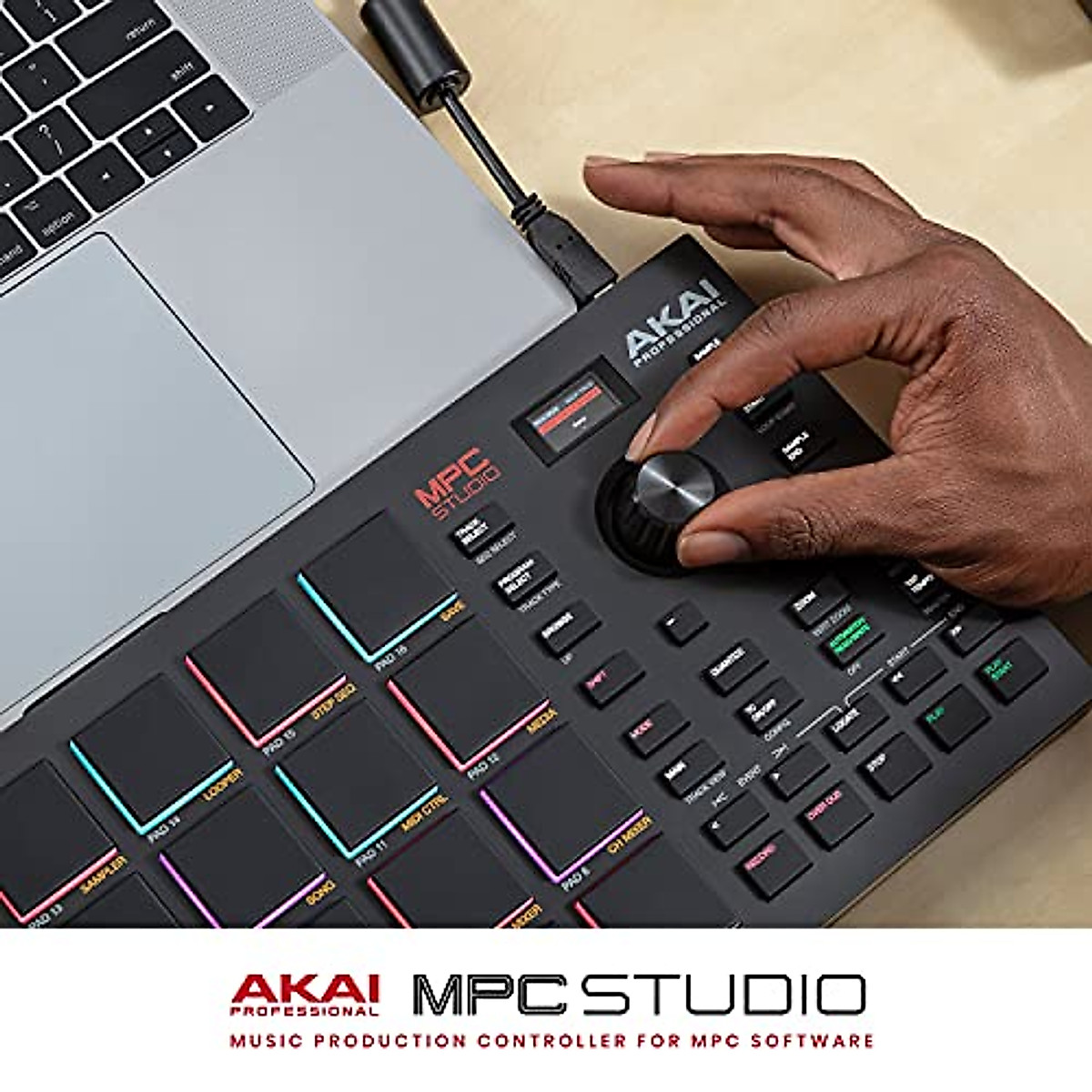 Akai Professional MPC Studio MIDI Controller Beat Maker with 16 Velocity Sensitive RGB Pads, Full MPC 2 Software, assignable Touch Strip & LCD Display