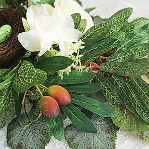 æ— 30 Inch Artificial Peony Flower Swag with Green Leaves, Spring Hanging Floral Swag Wedding Arch Wreath for Party Home Garden Front Door Wall Decoration