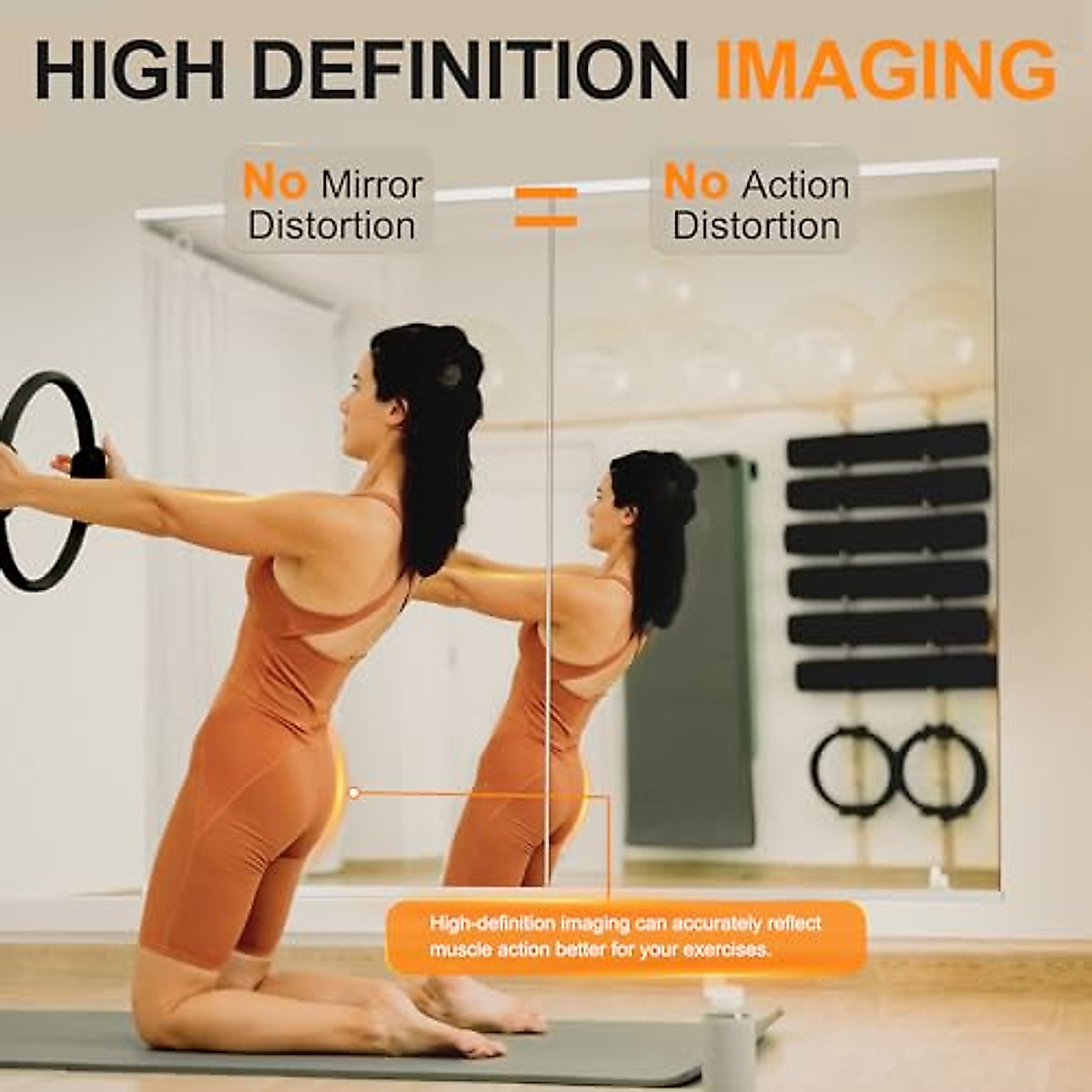 Home Gym Mirror, Large Full Body Mirror for Yoga, Fitness, 48''x24''x2PCS, Glass Frameless Mirror for Wall Mounted, Wall Mirror for Home Gym, Garage, Bedroom, Bathroom (White - 48'' x 24'' - 2PCS)