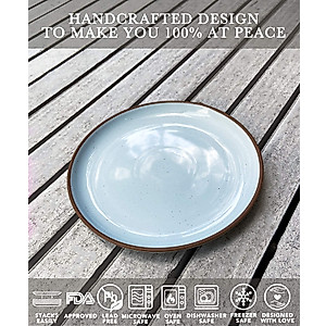 Mora Ceramic Dinner Plates, Salad Plates, Cereal Bowls Bundle. Microwave, Oven and Dishwasher Safe, Scratch Resistant, Modern Dinnerware - Assorted Colors