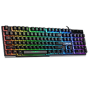 CHONCHOW Wired Gaming Keyboard for Mac PC PS5 PS4 Xbox One Gamers, RGB Backlit LED Mechanical Feel Keyboard with Multimedia Keys Number Pad, 104 Keys USB Desktop Computer Windows Keyboard (Black)