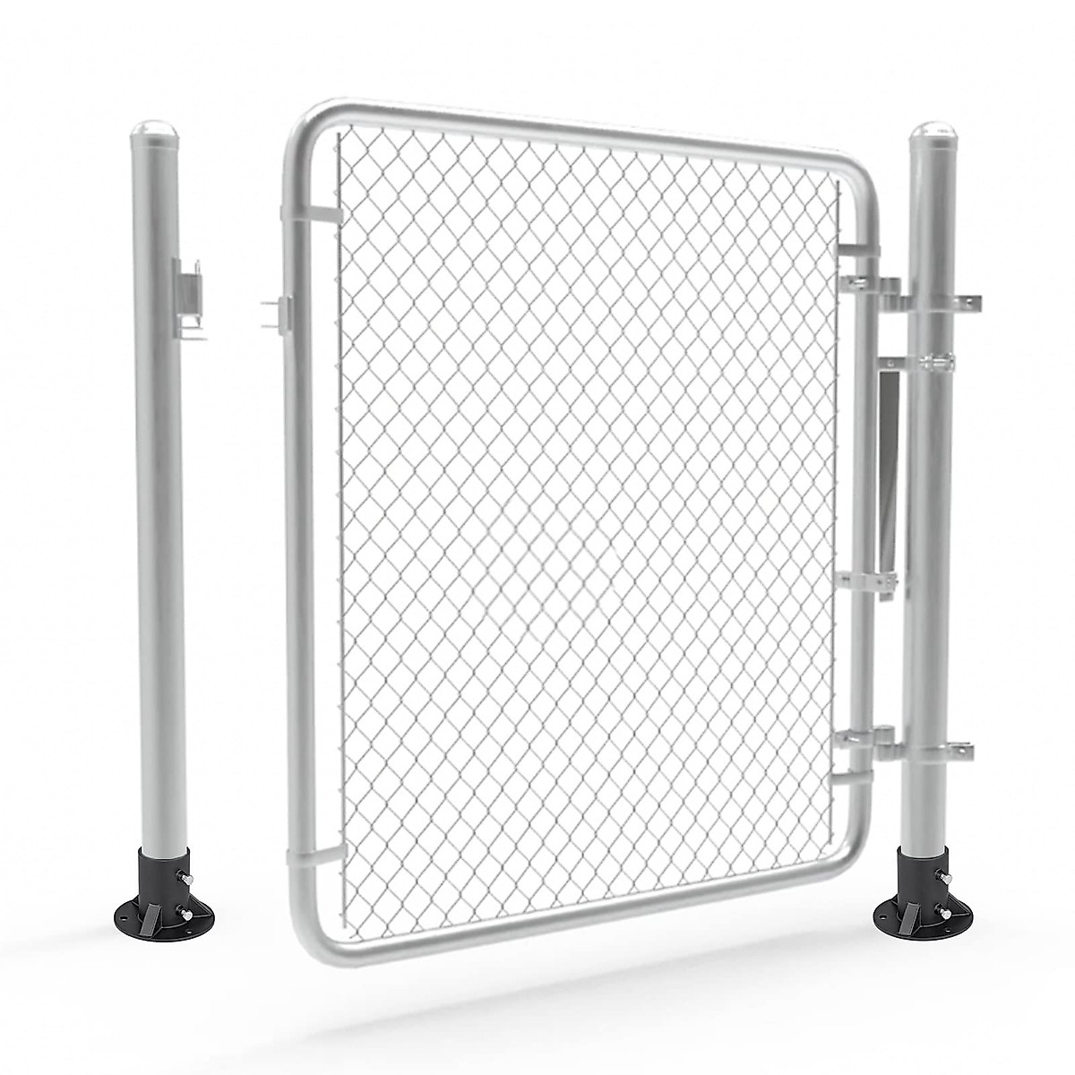 Insaga Chain Link Fence Pole Floor Flange, 2.5" Base Flange, Heavy Solid Fence Post Concrete Mount for Holding The Fence/Mailbox/Flag Round Posts(OD 2-3/8''), Bolts/Side Screws are Included, 1Piece