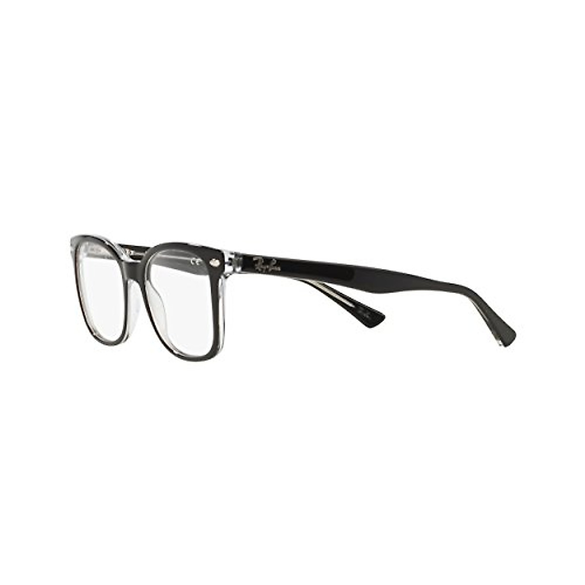 Ray-Ban RX5285 Square Prescription Eyeglass Frames, Black On Transparent/Demo Lens, 53 mm
