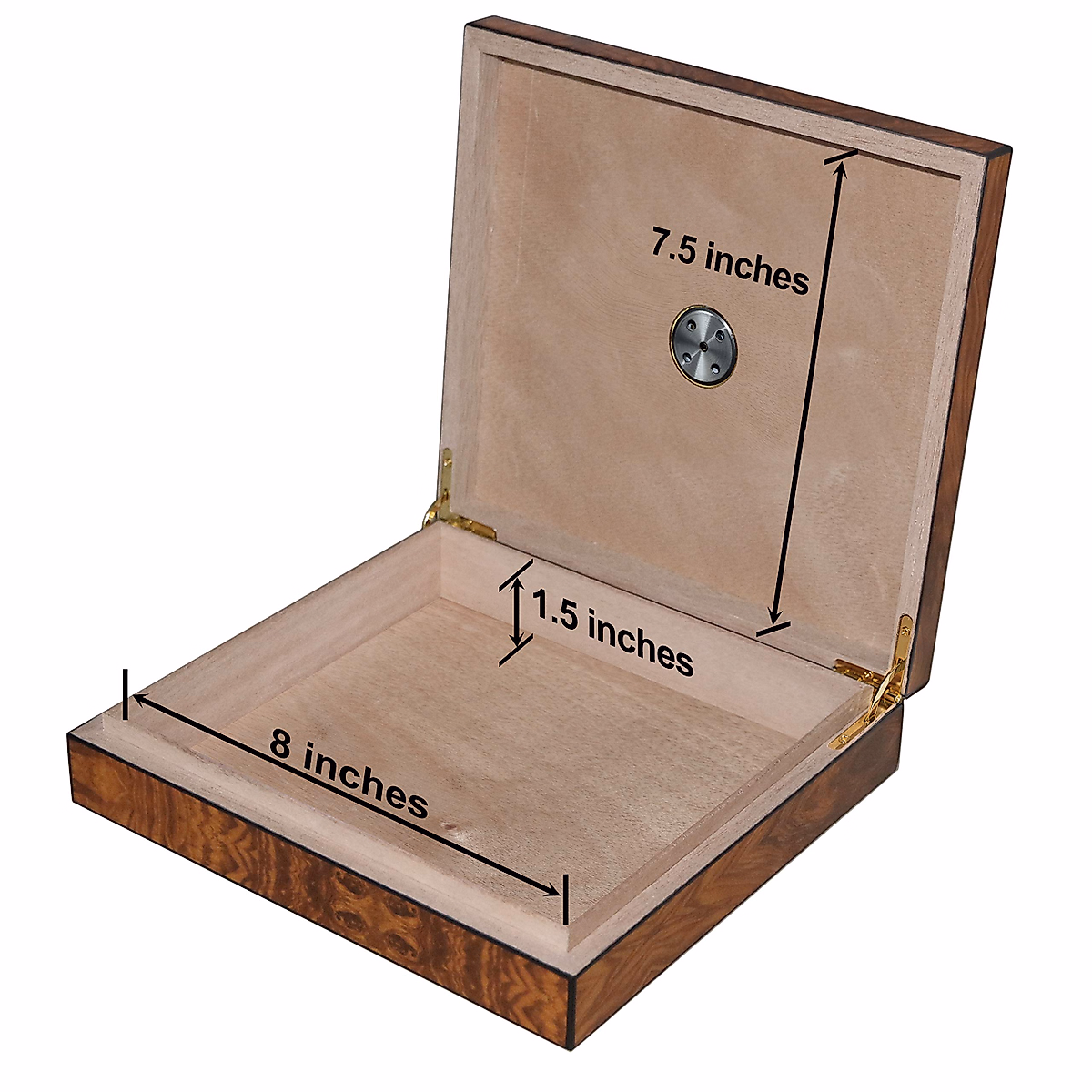 Rivanio Cigar Humidor, 9" x 8.5" x 2" (LxWxH) - Premium Handcrafted Cigar Box for Storage and Display - Humidor Cigar Box Includes Divider and Humidifier - Cigar Case for Desk or Travel