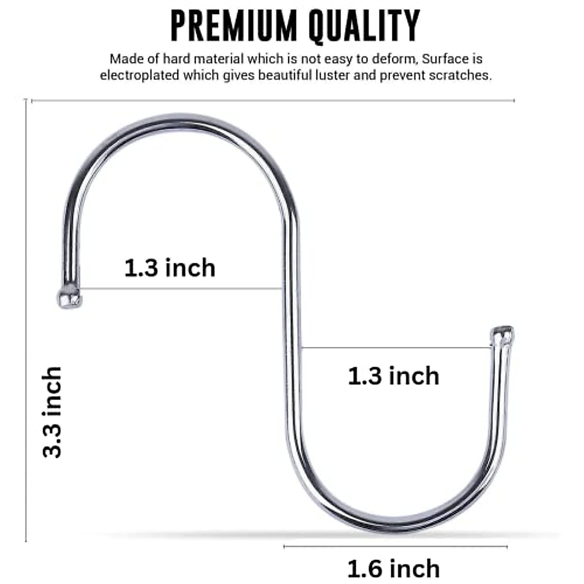 WHITECLOUDZ 30 Pack S Hooks for Hanging Plants, Stainless Steel S Hooks Heavy Duty for Hanging Clothes, Durable Large S Shaped Closet Hooks for Kitchen