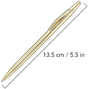 Unibene Slim Metallic Retractable Ballpoint Pens - Carved Gold, Nice Gift for Business Office Students Teachers Wedding Christmas, Medium Point(1 mm) 6 Pack-Black ink