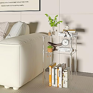 KMANDLU Acrylic End Table，Acrylic Coffee Table，Transparent Bedside Table， Leisure Table， Acrylic Side Table，Showroom Transparent Small Table