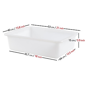 Waikhomes 4-Pack 25 L Commercial Bus Tubs Box/Tote Box, White Plastic Storage Bin
