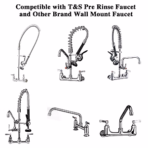 Brass Spindle Assembly for Eterna Valve Replacement, Hot Side Handle Stem Assembly Replacement Valve for Wall Mount Commercial Pre Rinse Faucet, Red