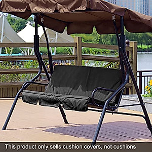 AMONIDA Swing Cushion Cover, 190T Polyester Taffeta Porch Swing Cushions, Three Seaters Patio Swing Replacement Cushions for 3-Seats Swing Seats(150x50x10cm)(Black)