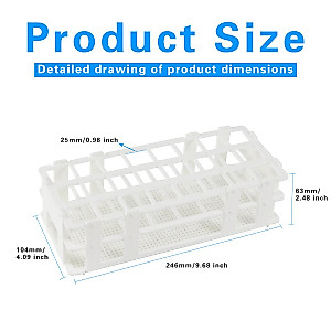 BIPEE Plastic Test Tube Rack, 21 Holes，Test Tube Holder for 50ml Test Tubes, White Vial Holder, Detachable Test Tube Holder Rack (1pcs，21 Holes）