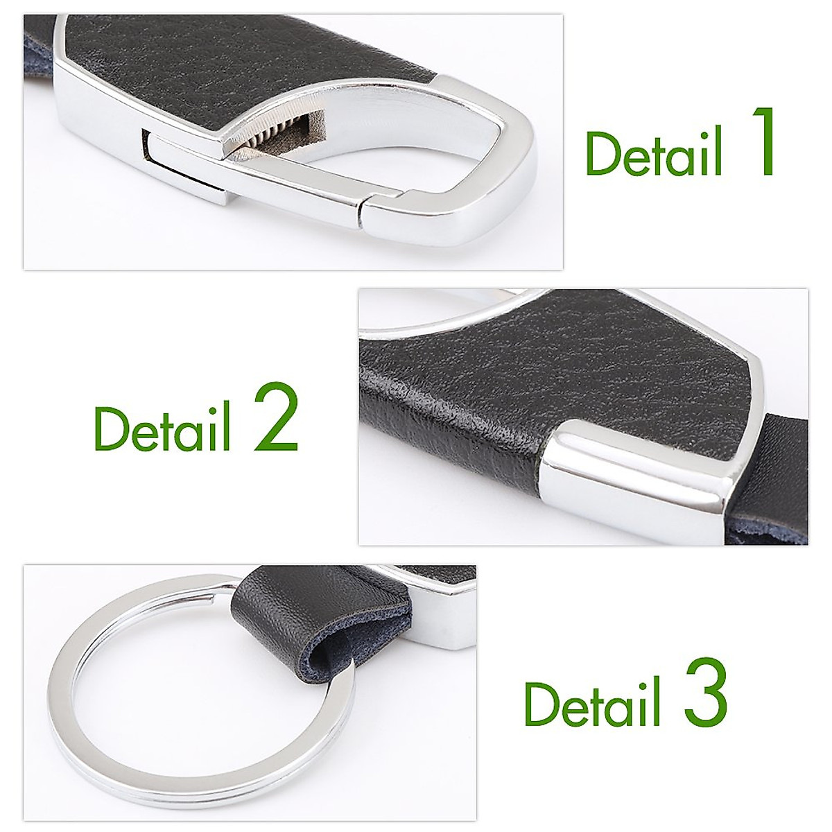 Reenfaya Key Chain with Leather Heavy Duty for Men and Women,Upscale Car Keychain Key Ring Key Holder-2 Pack(Black/Brown) (RF01)