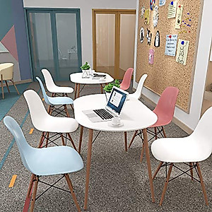 CozyCasa 7.2 inch Farmhouse Dining Table Mid-Century Kitchen Table with Wood Leg Oval Top for Home Office Patio White(Only Table not Include Chairs)-2pack