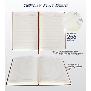 Hardcover Leather Lined Journal Notebook for Women Men,5.7×8.3" Tree of Life Journals for Writing,College Ruled Notebook for Travel,Business,Work,Office,School Note Taking,256 Pages Thick Paper Diary (Brown)