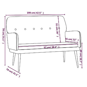 vidaXL Loveseat, Accent Velvet Upholstered Loveseat with Armrests, Modern Couch Bench for Dining Room Living Room Bedroom, Black Velvet