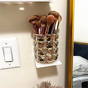 LUGUNU Makeup Brush Holder Organizer Crystal Vanity Decor Bling Personalized Comb Brushes Pen Storage Box Container (Crystal Pot)