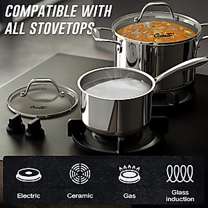 Ciwete Stainless Steel Pots and Pans Set 10 Piece, Kitchen Cookware Set with Nonstick Frying Pans and Glass Lids, Induction Cookware Set, Including 2 Saucepans, Sauté pan, 2 Frying Pans, Stock Pot