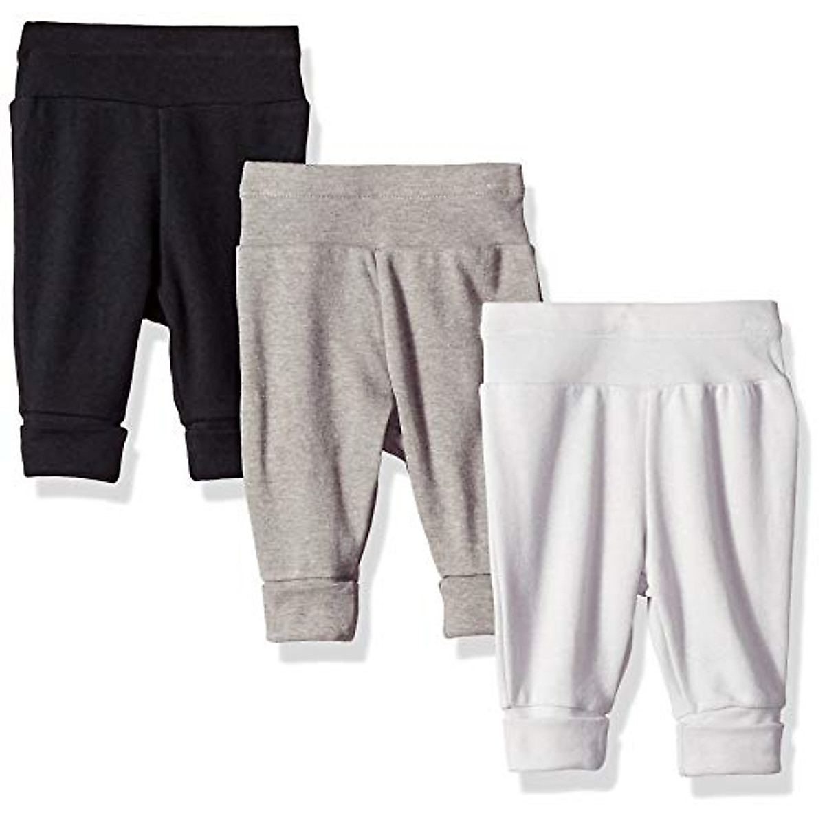 Hanes Baby Pants, Flexy Soft Knit Pull-on Sweatpants, Stretch Joggers for Babies & Toddlers, 3-Pack, Grey, 0-6 Months