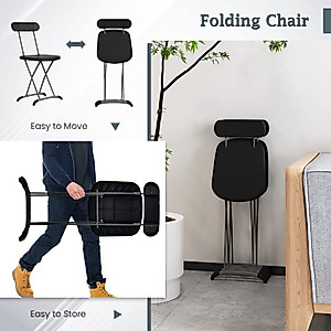 S AFSTAR Folding Chair Set of 4, Heavy-Duty Foldable Chairs with Solid X-Shape Metal Frame Hold Up to 400 lbs, 4 PCS Lightweight Folding Chairs for Garden Patio Backyard, Home & Commercial Use, Black