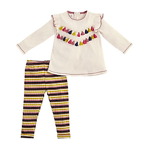 Mud Pie Baby Girl Tassel Tunic Legging Set, Multi, 4 Toddler