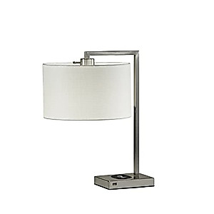 Adesso 4123-22 Austin Table Lamp Wireless Charging, 7W LED, 5W QI, USB Port, Indoor Lighting Lamps, Brushed Steel