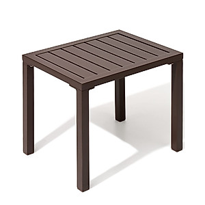 Crestlive Products Outdoor Side Table,Aluminum Rectangular Side/End Table, Small Patio Coffee Bistro Table for Outdoor Indoor (Brown)