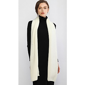 RIIQIICHY Winter Scarfs for Women Cold Weather Chunky Knit Scarf Warm Thick Ivory Scarf Long Large Oversized Scarves