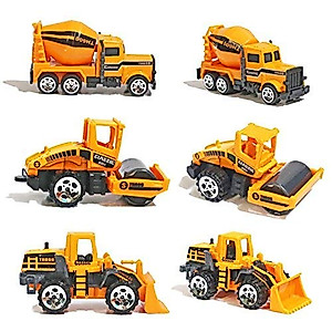 YIMORE Alloy Construction Engineering Truck Models Mini Pocket Size Play Vehicles Cars Toy Cake Toppers for Kids Toddlers Boys (5Pcs Set)