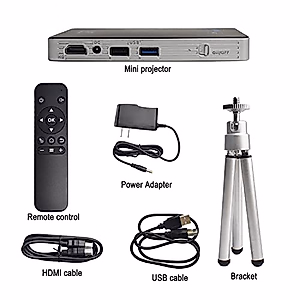 Android Smart DLP Mini Projector,4K LED 1080P WiFi Bluetooth Pocket Projector HD Home Theater Movie Family Cinema, Support WiFi/HDMI/Bluetooth/USB/TF Card/Audio Cable incluidng Tripod Stand