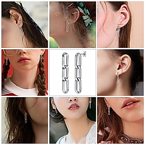 Chain Earrings for Women Solid Silver Dangling Cuban Chains Drop Ear Charms for Women