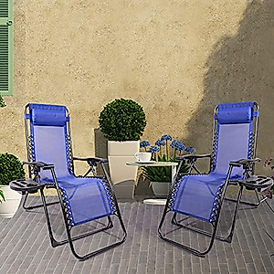 Yangming Galion Reclining Zero Gravity Chair (Set of 2), Dark Blue