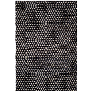 SAFAVIEH Bohemian Collection Accent Rug - 4' x 6', Black & Ivory, Handmade Moroccan Tribal Jute, Ideal for High Traffic Areas in Entryway, Living Room, Bedroom (BOH702A)