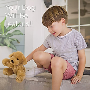 Fluffuns Golden Retriever Stuffed Dog - 9 inches - Cute, 3 Pack Set of Puppy Plush Toy Animals (Brown, Golden, White) Great Gift & Adorable Toy