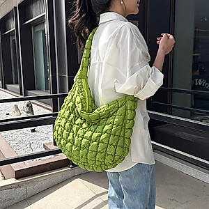 Quilted Tote Bag for Women Puffer Bag Quilted Bag Lightweight Puffy Tote Bag Quilted Padding Shoulder Bag Padded Hobo Crossbody Bag Zip Closure