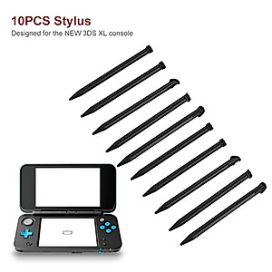 Feel Smooth and Delicate Stylus, 10 Pcs a Pack Touch Pen, for New 3DS XL Console(Black)