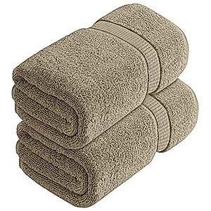 Oakias 2 Pack Luxury Bath Sheets Beige – 35 x 70 Inches – Highly Absorbent & Soft 600 GSM Extra Large Bath Towels